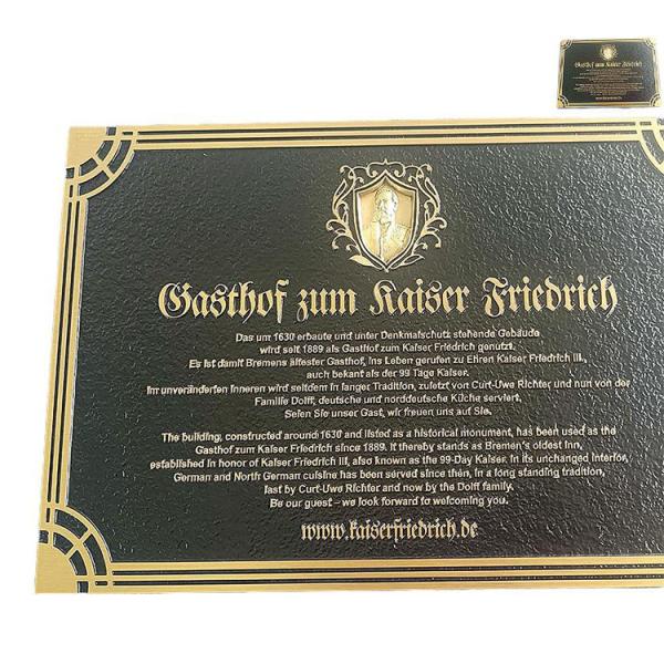 Quality 3D Modeling Customized Brass and Aluminum Metal Plaques with UV Printing Engraving Custom Logo-Advertising Relief Design for sale