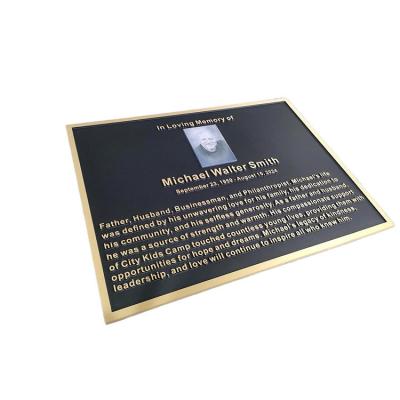China Monument Name Brass Aluminium Memorial Plaque Sign Metal Crafts Plate Holders for Wall Plaque for sale