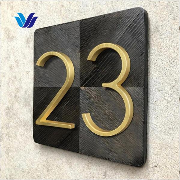 Quality HS Wholesale Hotel Apartment  Room  Outdoor LED Stainless Steel Letter Bronze House Number for sale