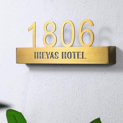 China Custom 3D Stainless Steel Adress Number Hotel Door Room Number Sign Metal Led Backlit House Number for sale