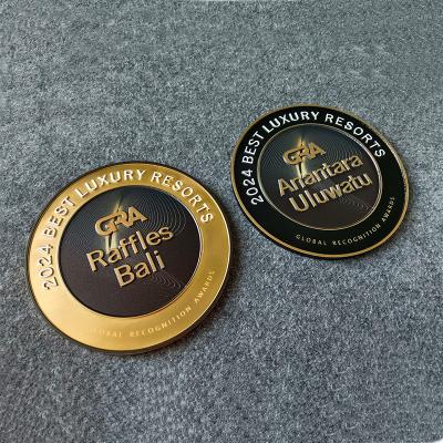 China HS Factory Custom Brass Metal CNC Carved Die Cutting Printing Plaque Medal Commemorative with Custom Color for sale