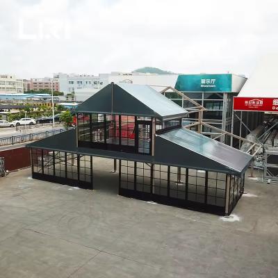 China Large Outdoor Black Steel Structure Clear Roof Glass Wall Marquee Event Wedding Orangery Tent for sale