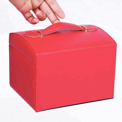 Cina Viaggio/bene durevole di cuoio rosso del contenitore gioielli del regalo con le multi componenti dello specchio in vendita