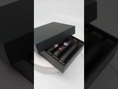 Caixa de exposição da joia do plutônio/couro do nível superior/bandejas empilháveis para o armazenamento