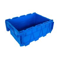 China Moving Logistic Turnover Stackable Plastic Tote Box with Attached Lid Customized Color for sale