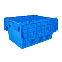 China Plastic Moving Crate with Hinged Lockable Lid Solid Box Style 600x400x315mm for sale