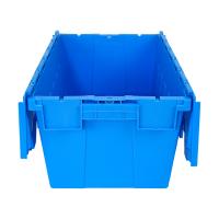 China Plastic Moving Crate with Hinged Lockable Lid Solid Box Style 600x400x315mm for sale