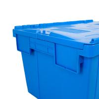 China Plastic Moving Crate with Hinged Lockable Lid Solid Box Style 600x400x315mm for sale