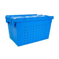 China PP Plastic Crate Mesh Stack Vented Crate for Vegetable Moving Box Reinforced Handles for sale