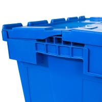 China Customized Color Heavy Duty Nested Plastic Container with Attached Lid Solid Box Style for sale