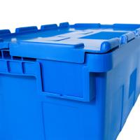 China Customized Color Heavy Duty Nested Plastic Container with Attached Lid Solid Box Style for sale