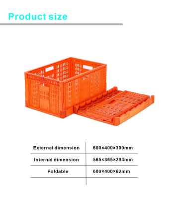 Cina 600x400x300mm Cassa di rete pieghevole in plastica a colori personalizzati per lo stoccaggio di ortaggi e frutta in vendita