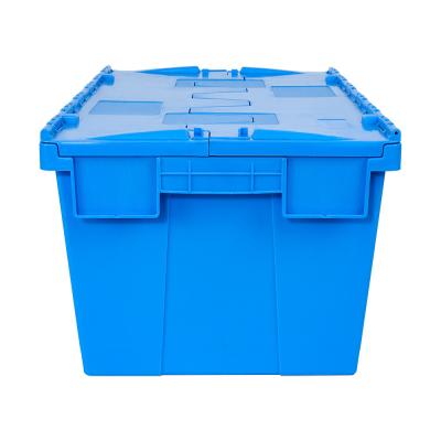 Cina Cassa di trasloco in plastica per magazzino con coperchio con logo personalizzato Organizzazione blu in vendita