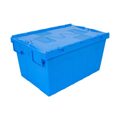 Cina Cassa di trasloco in plastica per magazzino con coperchio con logo personalizzato Organizzazione blu in vendita