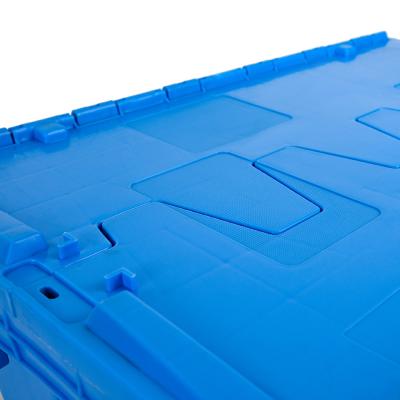 Cina Cassa di trasloco in plastica per magazzino con coperchio con logo personalizzato Organizzazione blu in vendita