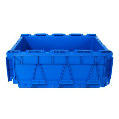 China Solución de almacenamiento y transporte Caja de plástico apilada con tapa Certificada ISO9001 en venta