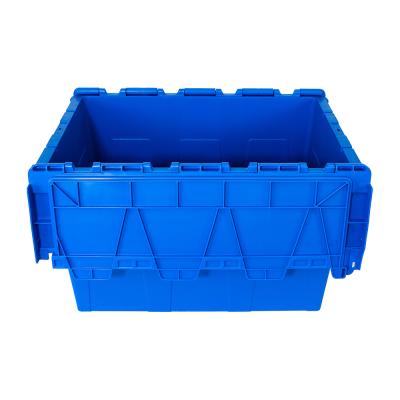 China 600x400x315mm Caja de mudanzas de plástico para transporte logístico con tapa adjunta azul en venta
