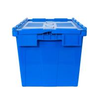 China Stackable Nestable Vented Attached Lid Plastic Moving Box for Logistic Transport for sale