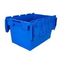 China Stackable Nestable Vented Attached Lid Plastic Moving Box for Logistic Transport for sale