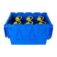 China Stackable Nestable Vented Attached Lid Plastic Moving Box for Logistic Transport for sale