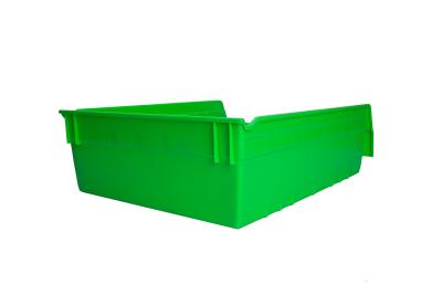 China Gereedschappen opslag plank rek bak aangepast kleur stapelbare plastic bak met splitser Te koop