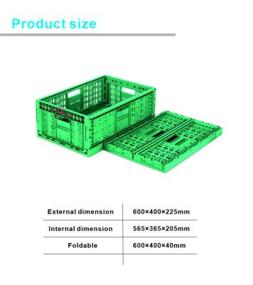 China Cesto de plástico de armazenamento de vegetais dobrável em cores personalizadas e design empilhável à venda