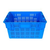 China Plastic Mesh Crate Nest Stack Vented Plastic Basket for Turnover Storage Customized Logo for sale