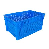 China PP Distribution Plastic Crate for 640x415x305 Solid Plastic Fruit and Vegetable Crate for sale