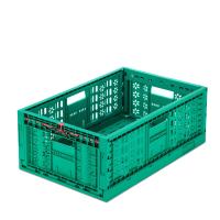 China Customized Color Vented Collapsible Storage Crate Plastic Foldable Basket for Moving for sale