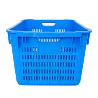 China PP Vegetable Fruit Nestable Basket Plastic Moving Crate with Mesh Food Grade Plastic Crate Stackable for sale