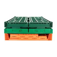 China Supermarket Orange Plastic PP Vented Vegetable Fruit Storage Container Stackable Basket for sale