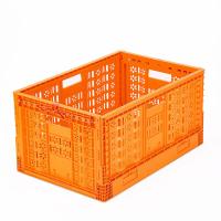 China Foldable Vented Crate Basket for Plastic Vegetable Fruits Solid Box Storage Solution for sale