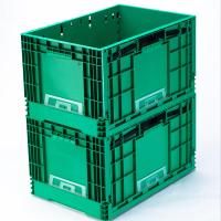 China Customized Logo Bule Transportation Box Folding Plastic Collapsible Moving Container for sale