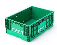 China Customized Logo Foldable Green Plastic Circulation Basket for Stackable Organization for sale