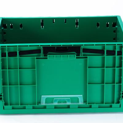 China Gepersonaliseerd logo opvouwbaar groen plastic circulatie mandje voor stapelbare organisatie Te koop