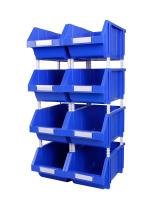 China PP Wall Mounted Storage Bin Parts Rack Shelf Bins for Screw Nut Plastic Stackable Hanging Bin for sale