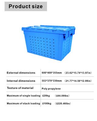 China PE-plastic opslagdoos met deksel, industriële stapelbaar en opvouwbaar Te koop