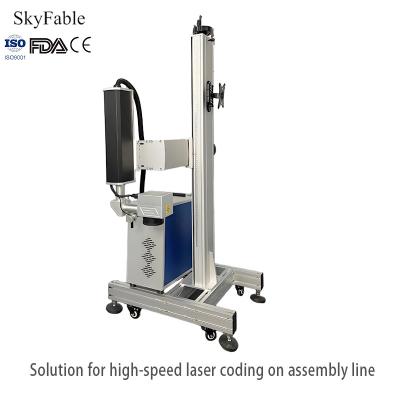 China Food Grade Eco Friendly Laser Flying Marking Machine For Beverage Bottles And Cans for sale