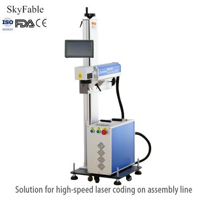 China Pharmaceutical Laser Flight Marking Machine Air Cooling 20W 30W 50W FDA Standard for sale