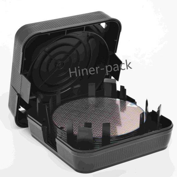 8 Inch Wafer Shipping Box Black Wafer Stack Boxes Antistatic Horizontal Used For Wafer Fab