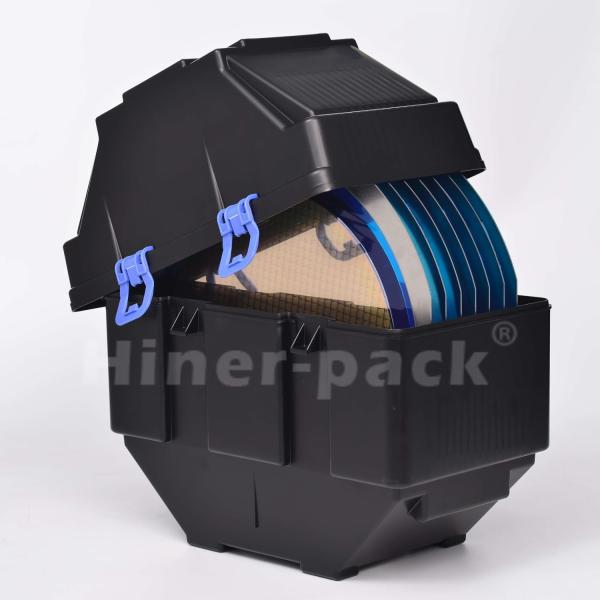 For 25PCS 12 Inch Wafer Flex Frame Shipper Conductive PP Black Wafer Storage Box
