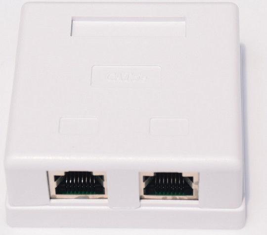 2 Port Network Wall Outlet Socket Surface Mount Box RJ45 CAT5E CAT6 White Color