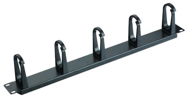 Quality Horizontal 1U 10 Inch Rackmount Cable Management Panel Black Color With 5 D Rings YH4025 for sale