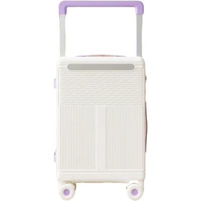 China Wide Trolley 20 Inch Spinner Suitcase Rubber Wheels Design Portable Boarding Luggage with Cup Holder for sale