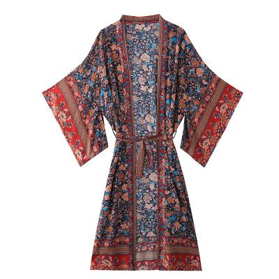 China 100% Rayon Cotton Long Kimono Boho Chic Cardigan Cover Up for sale