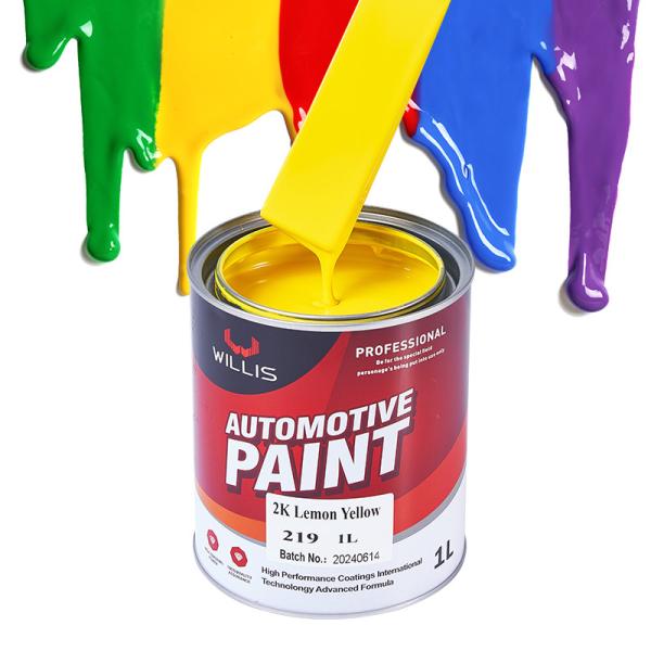 Solid Metallic Bright Liquid 2k Automotive Paint Lemon Yellow Color