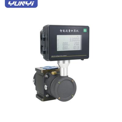 China Yunyi Roots Flowmeter DN25 150 1inch Flange Connection RS485 4-20mA Gas Waist Wheel Flowmeter with Display LCD for sale