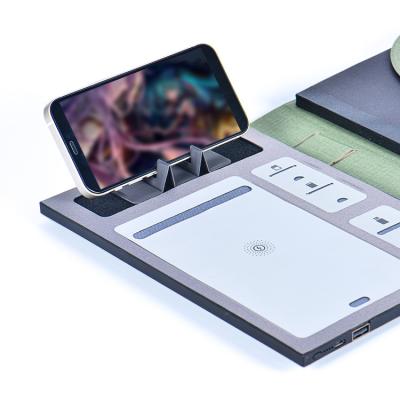 Cina Unità di elaborazione di lusso Logo Wireless Charging Notebook su ordinazione di cuoio di affari in vendita