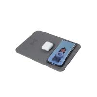 China PU Leather Wireless Charging Mouse Pad 10W Fast Charging Foldable Phone Stand for sale
