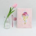 China Custom Plush Ice Cream Pattern Notebook with Colorful LED Lights 80 Sheets Loose Leaf for sale
